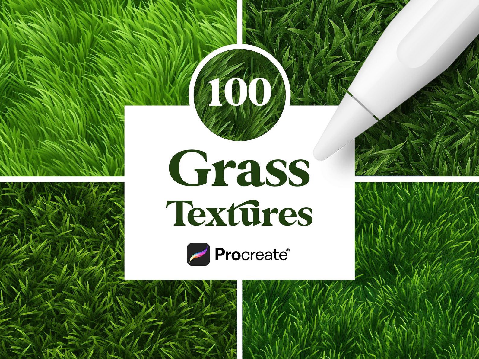 100 Grass Texture Brushes for Procreate: Seamless Realistic Textures ...