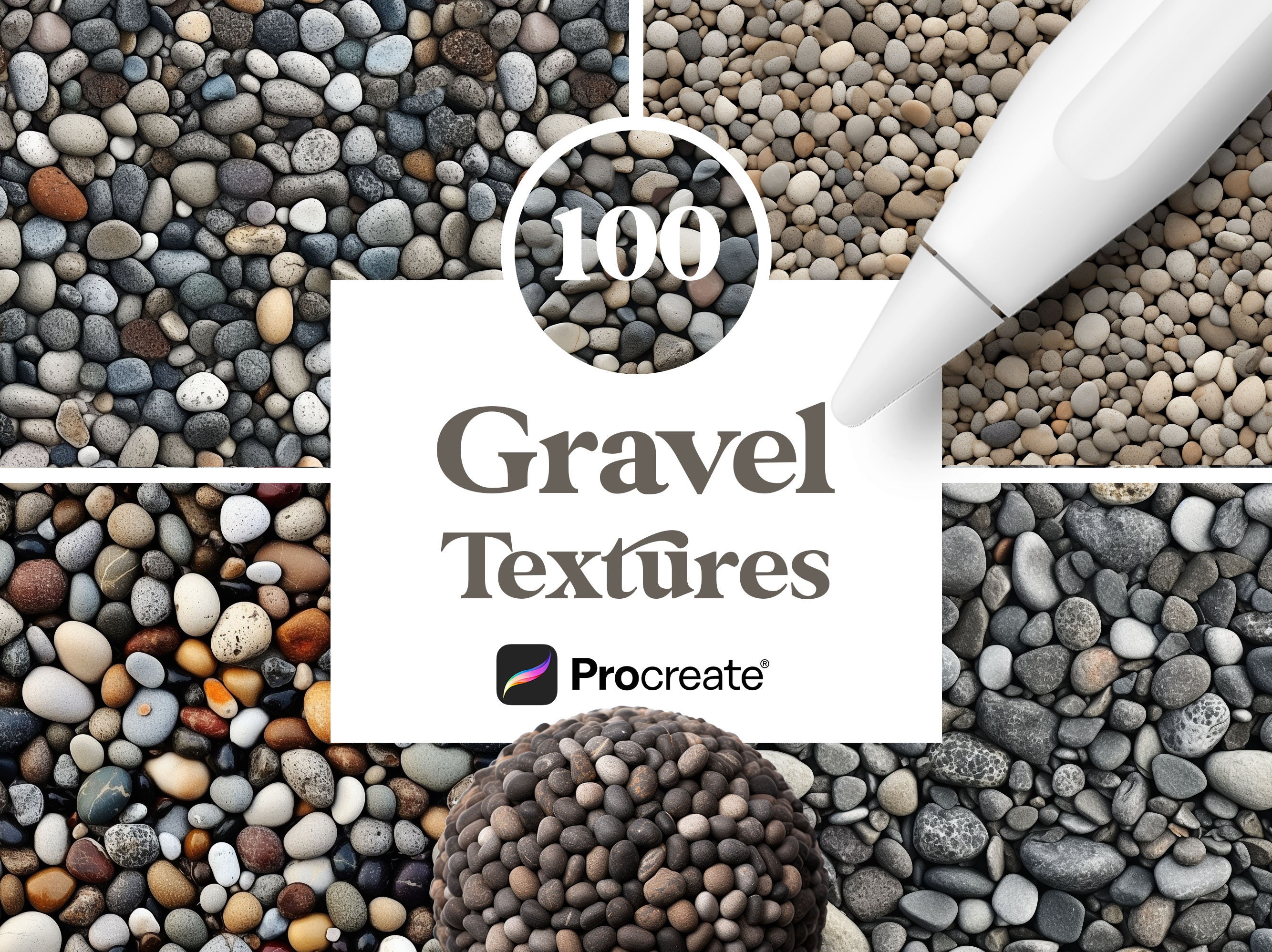 100 Gravel Textures for Procreate, Stones Seamless Brushes - Etsy