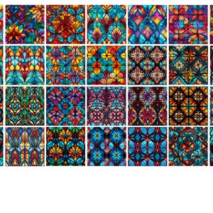 100 Procreate Stained Glass Textures, Mono Color Glass Mosaic for ...