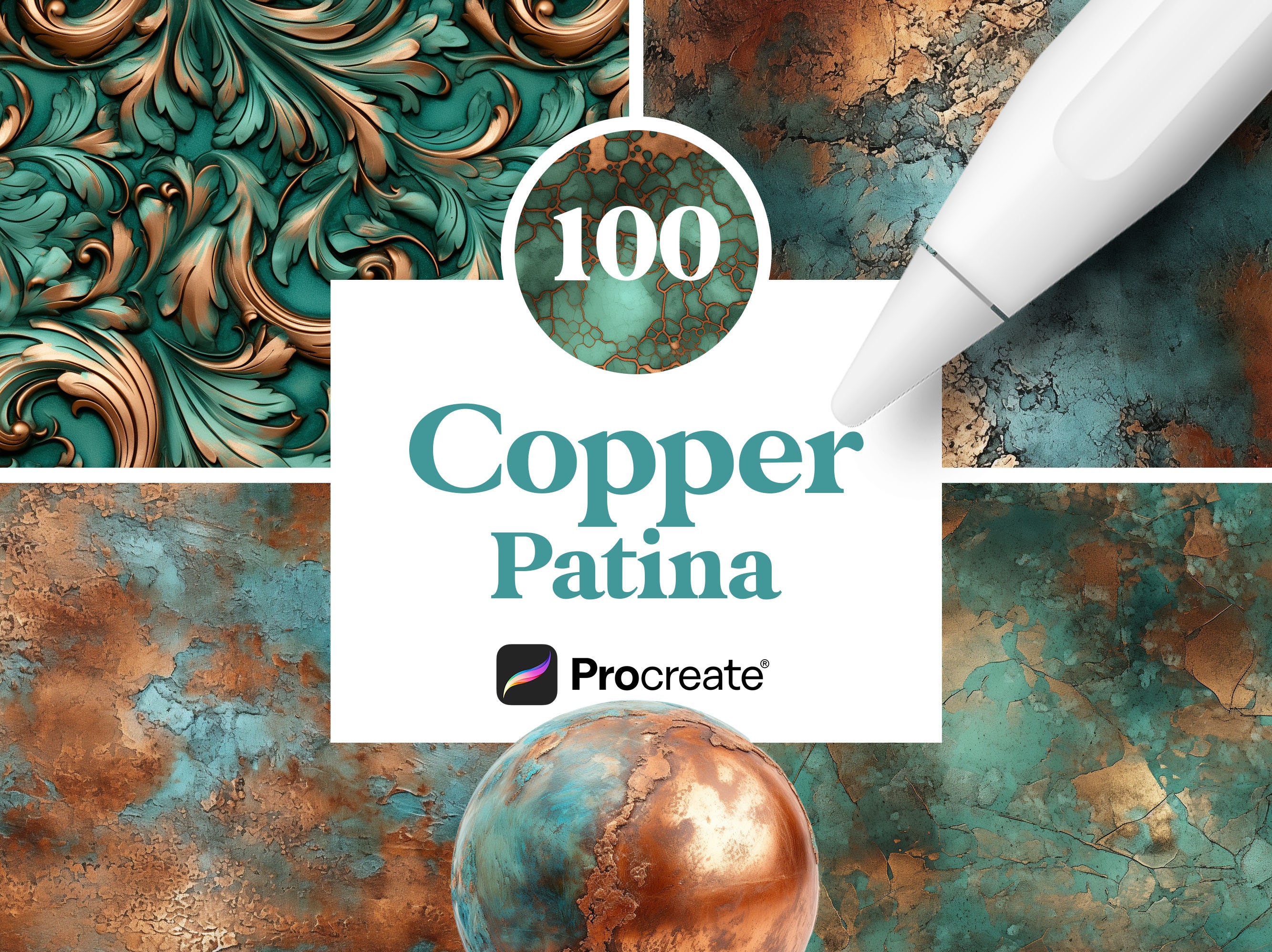 110 Copper Patina Textures for Procreate, Seamless Patterns - Etsy