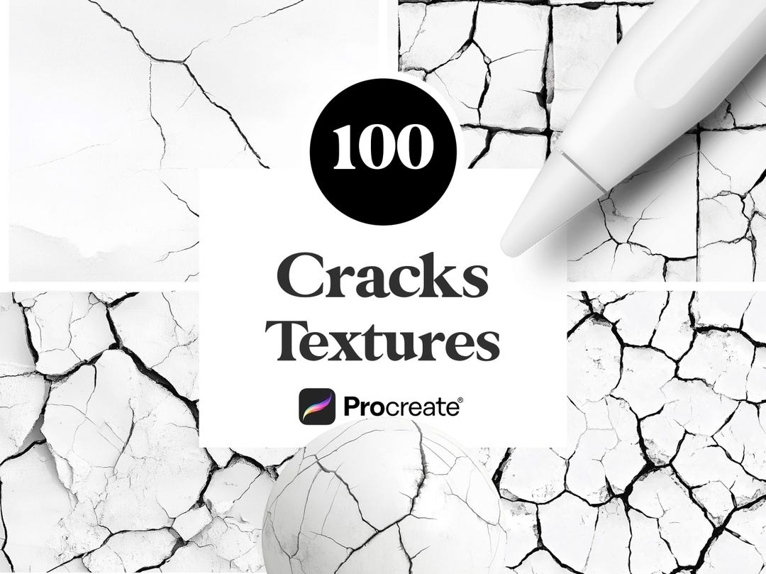 100 Cracks Textures for Procreate, Seamless Cracked Surface Patterns ...