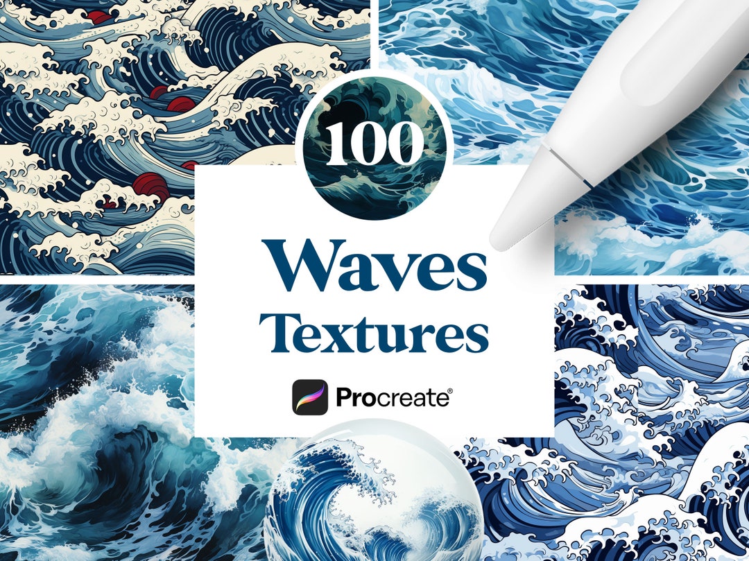 100 Procreate Waves Textures, Ocean Seamless Brushes - Etsy
