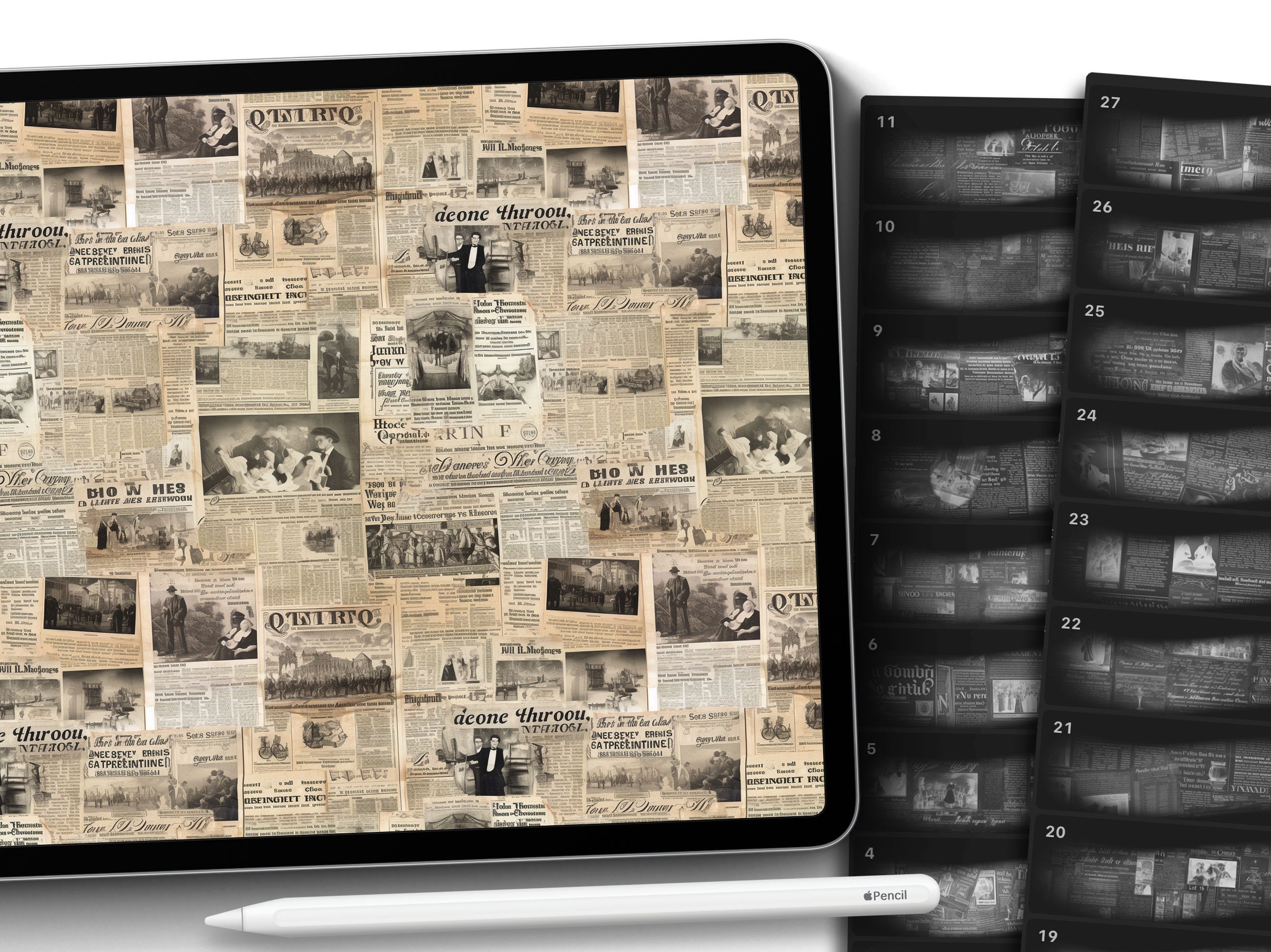 100 Old Newspaper Patterns for Procreate, Not Readable Vintage ...