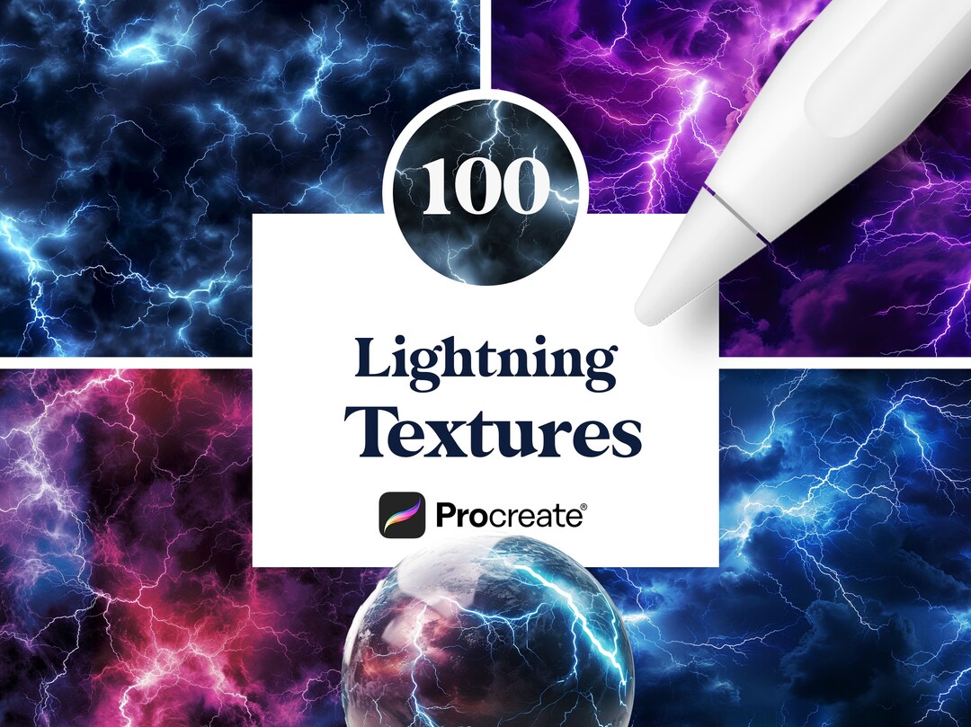 100 Procreate Lightning Patterns, Thunderstorm Textures, Digital Download - Etsy