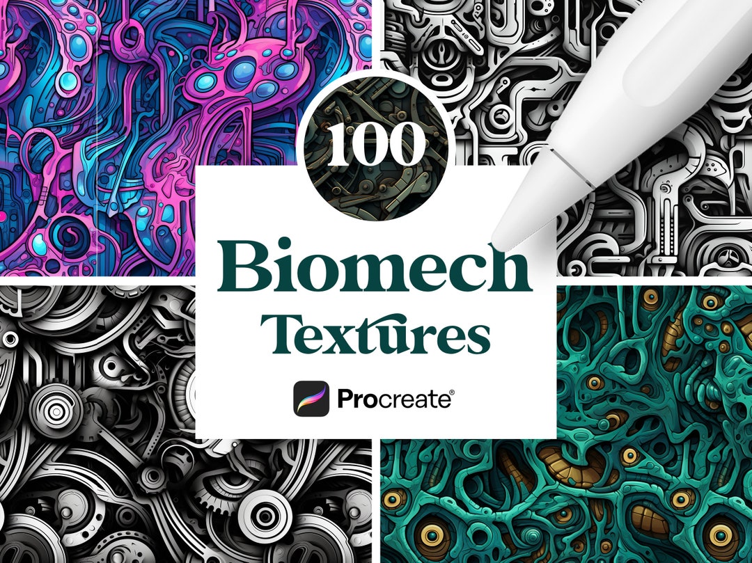 100 Procreate Biomech Textures, Digital Download - Etsy