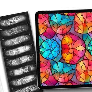 100 Procreate Stained Glass Textures, Mono Color Glass Mosaic for ...