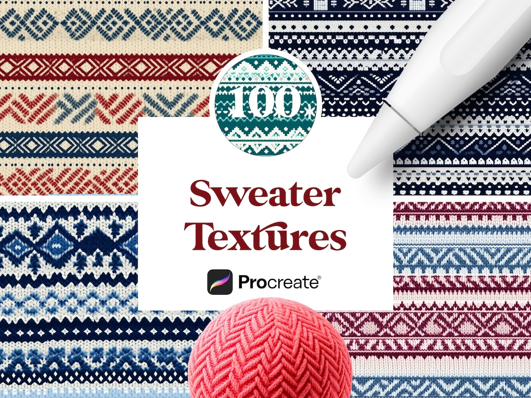 100 Procreate Sweater Textures, Wool Pattern Seamless Brushes - Etsy