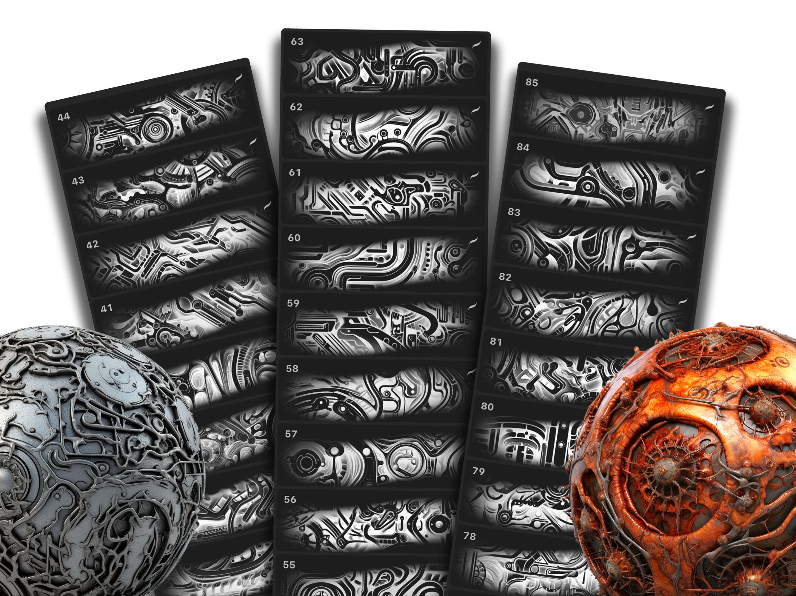 100 Procreate Biomech Textures, Digital Download - Etsy