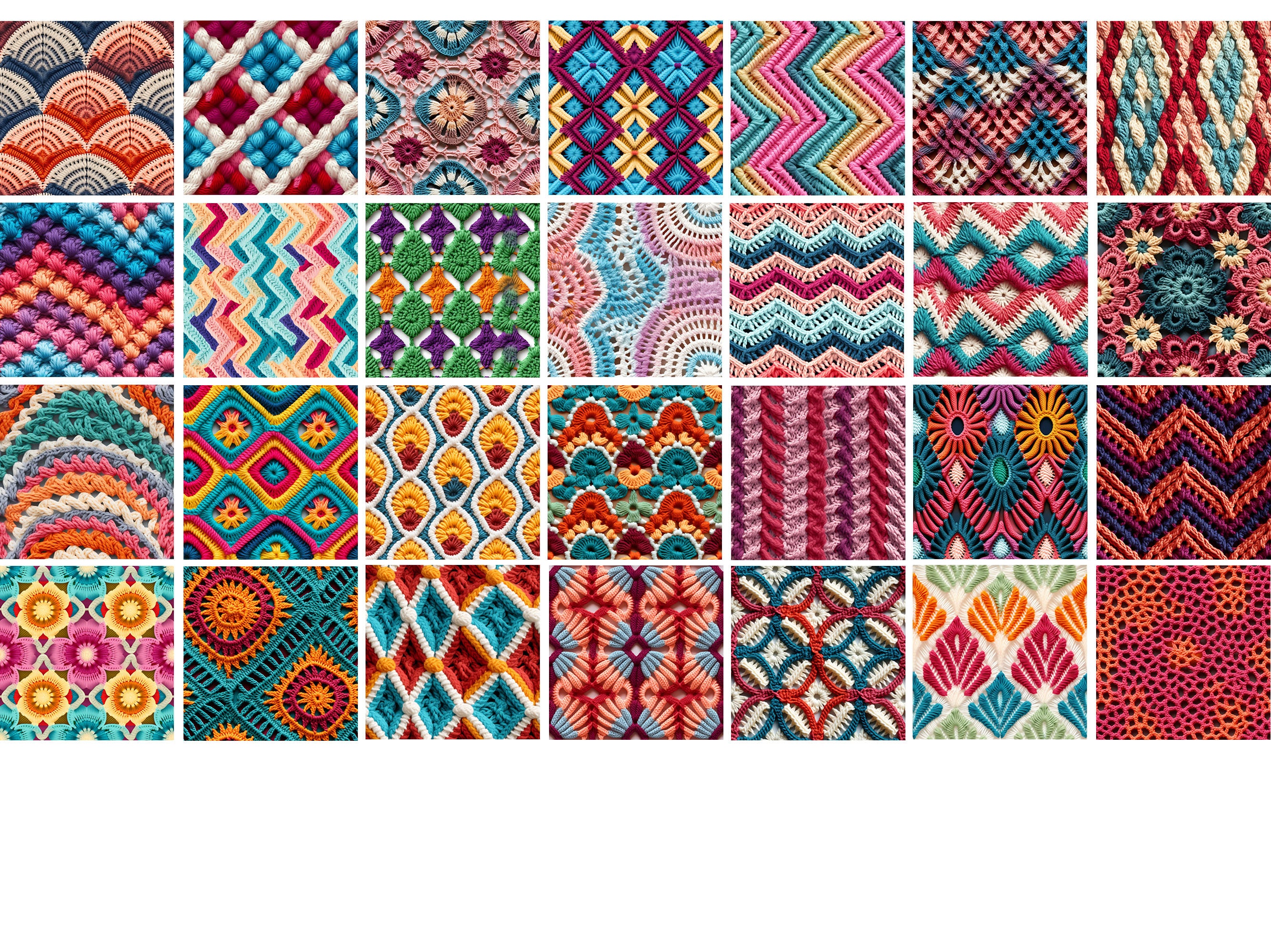 100 Crochet Textures for Procreate, Crochet Fabric Brushes, Digital ...