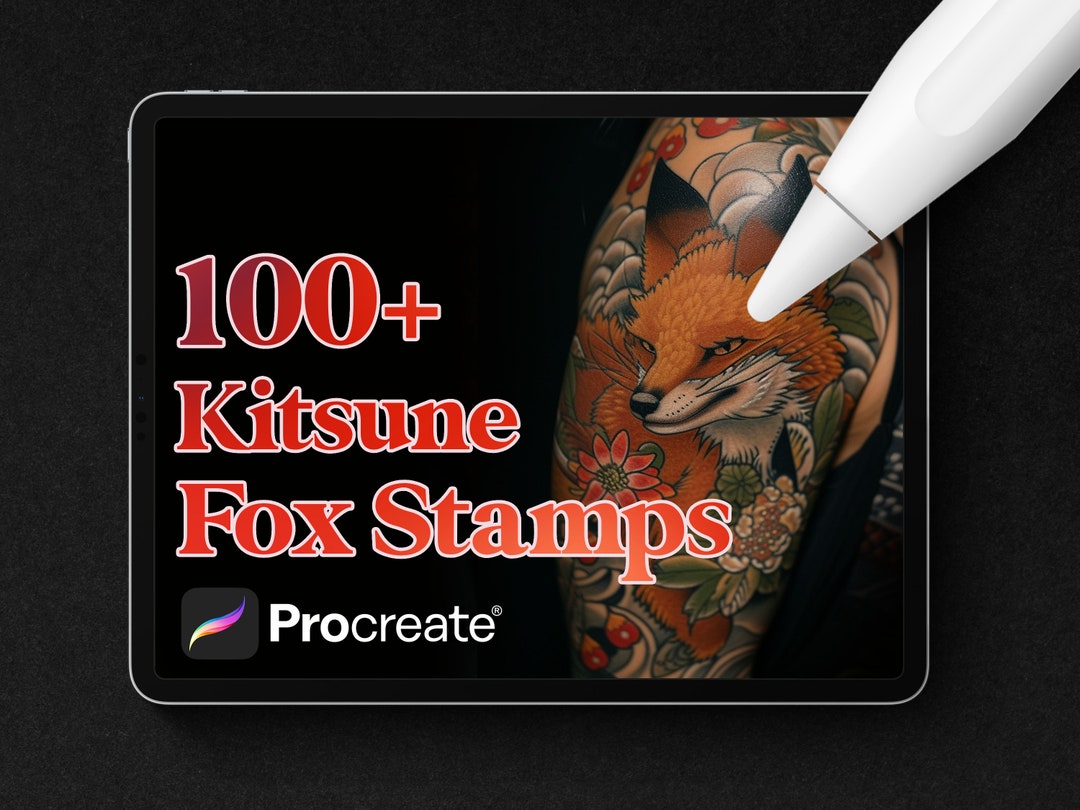 100+ Japanese Kitsune Fox Stamps Brushes for Procreate, Japanese Kitsune Tattoo Flash, Instant ...