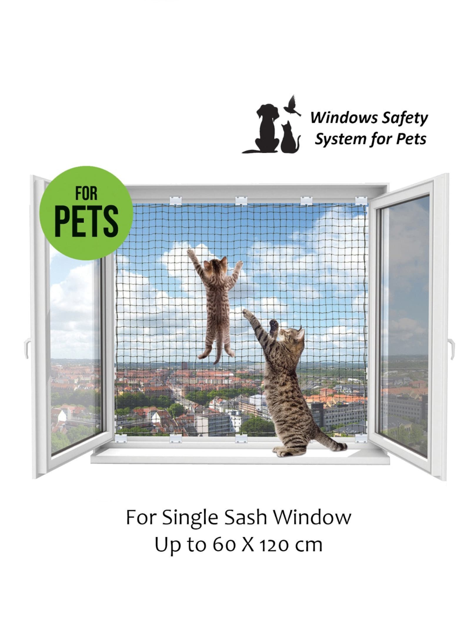 Mesh Window Protection for Cats, Window Safety for Pets, Custom Flat ...