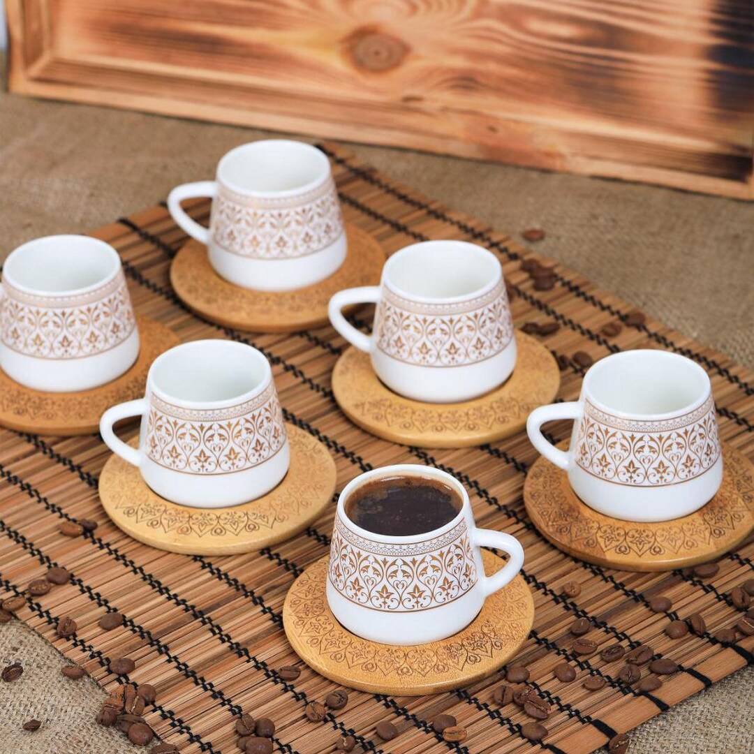 Turkish Coffee Cups Set, Set of 6 Fine Porcelain Turkish Coffee ...