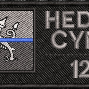 Personalised Patches, ID Identifier 130 X 50 Mm , Thin Blue Line Welsh ...