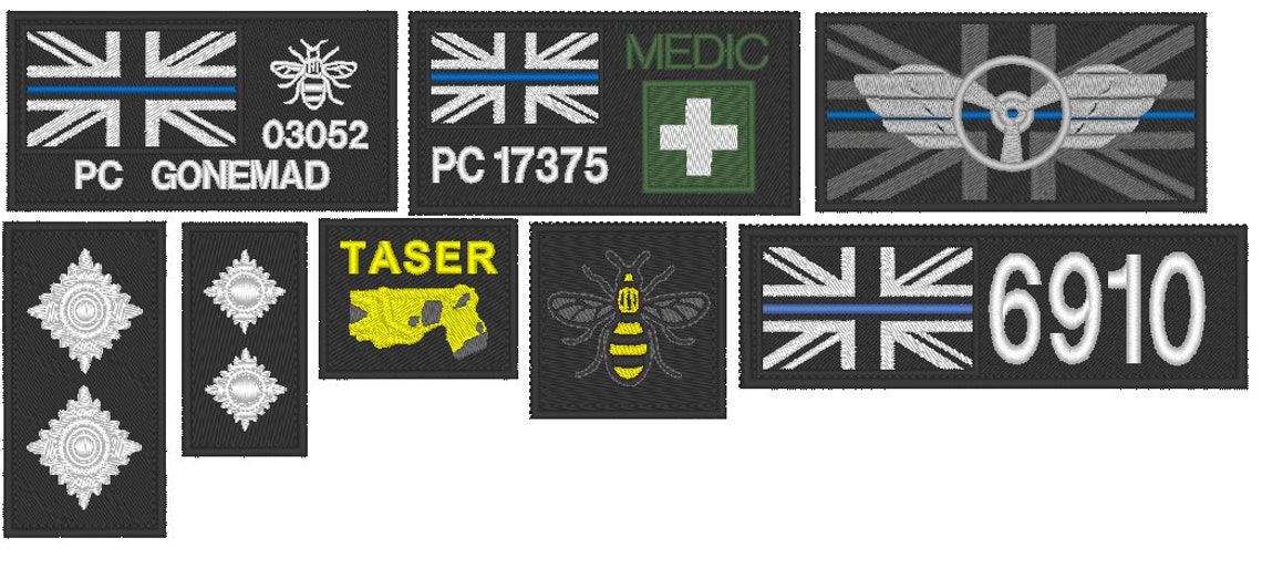 Embroidered Thin Blue Line Personalised Police Patches TASER | Etsy UK