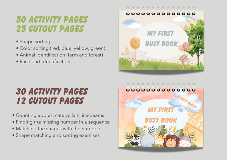 Montessori Busy Book Bundle Printable Activities for Preschool, Digital ...