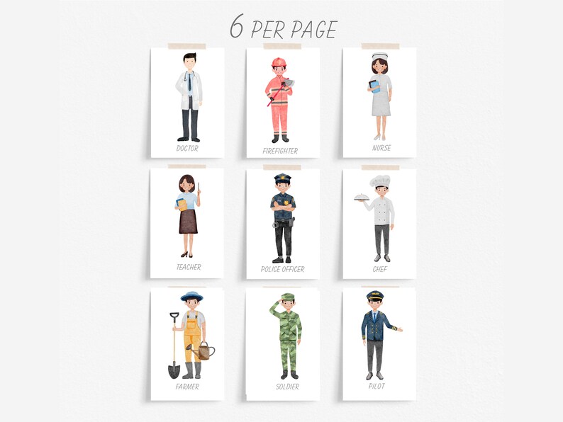 24 Montessori Cards Pdf Flash Cards for Kids Professions Flashcards ...
