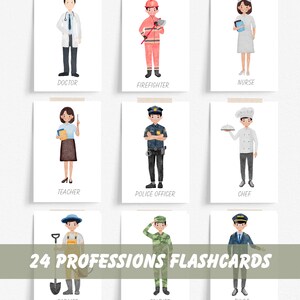 24 Montessori Cards Pdf Flash Cards for Kids Professions Flashcards ...
