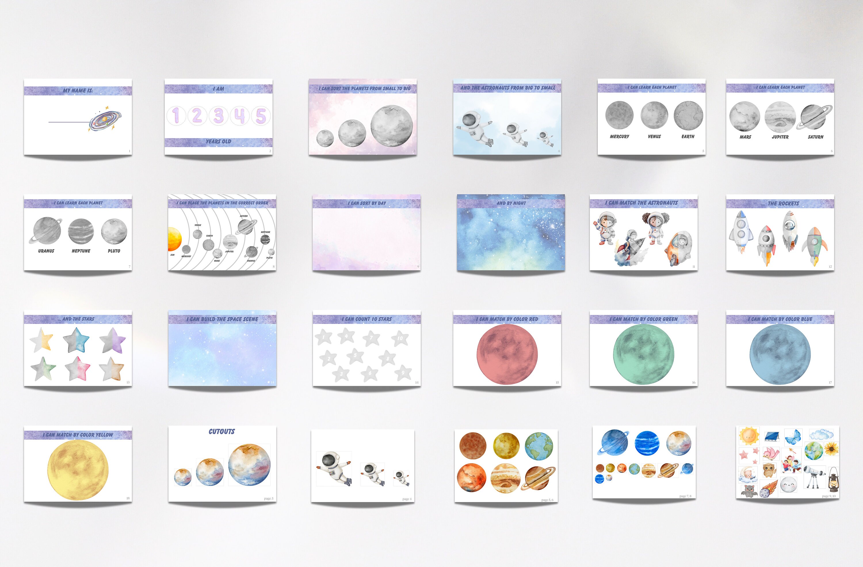 Space Busy Book Printable Solar System Learning Binder Toddler Quiet ...