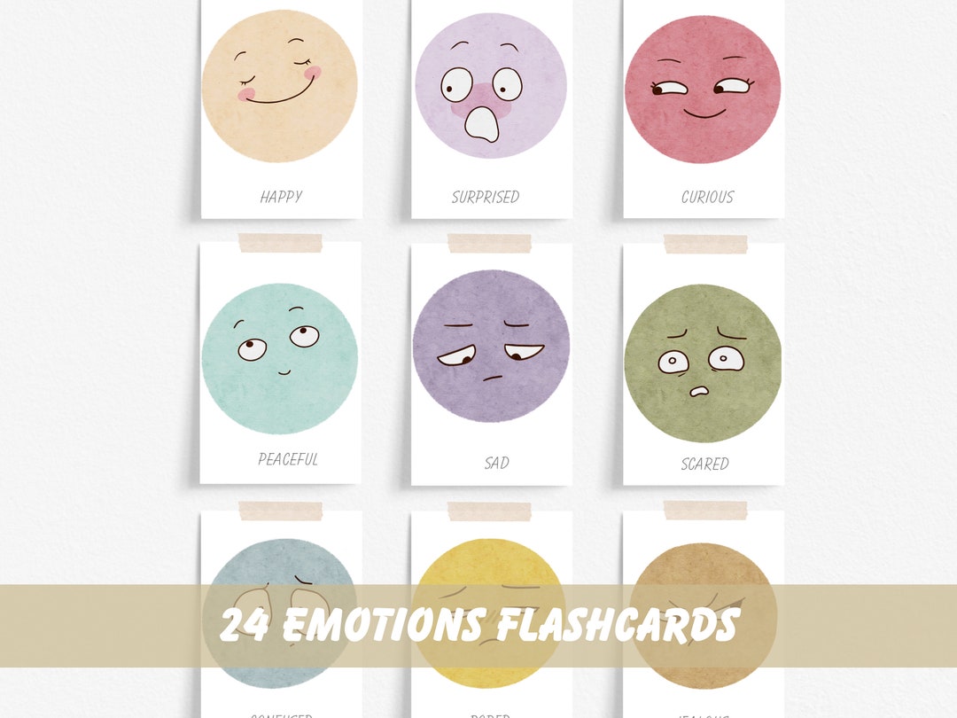 24 tarjetas flash imprimibles tarjetas flash de emociones para niños ...