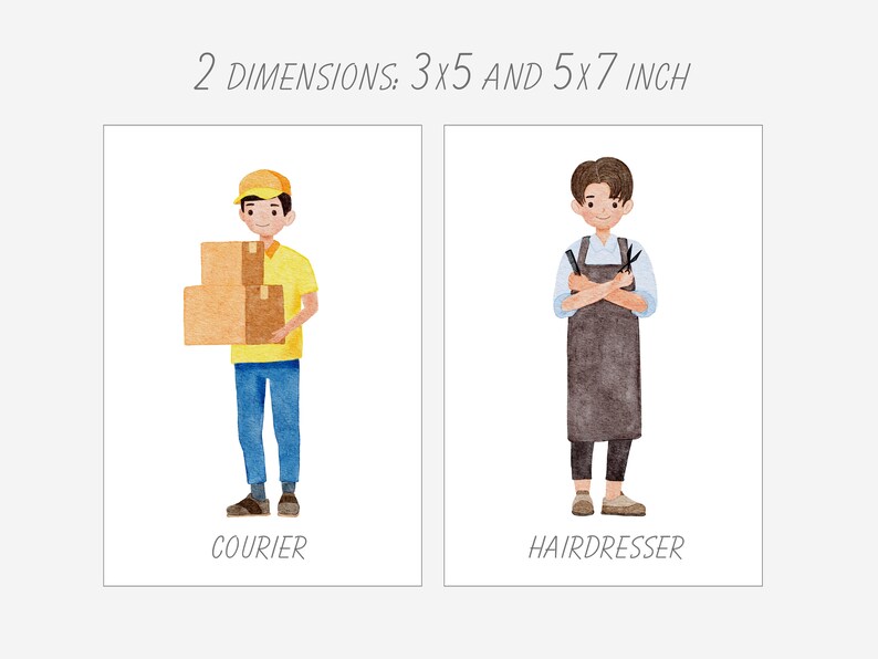 24 Montessori Cards Pdf Flash Cards for Kids Professions Flashcards ...