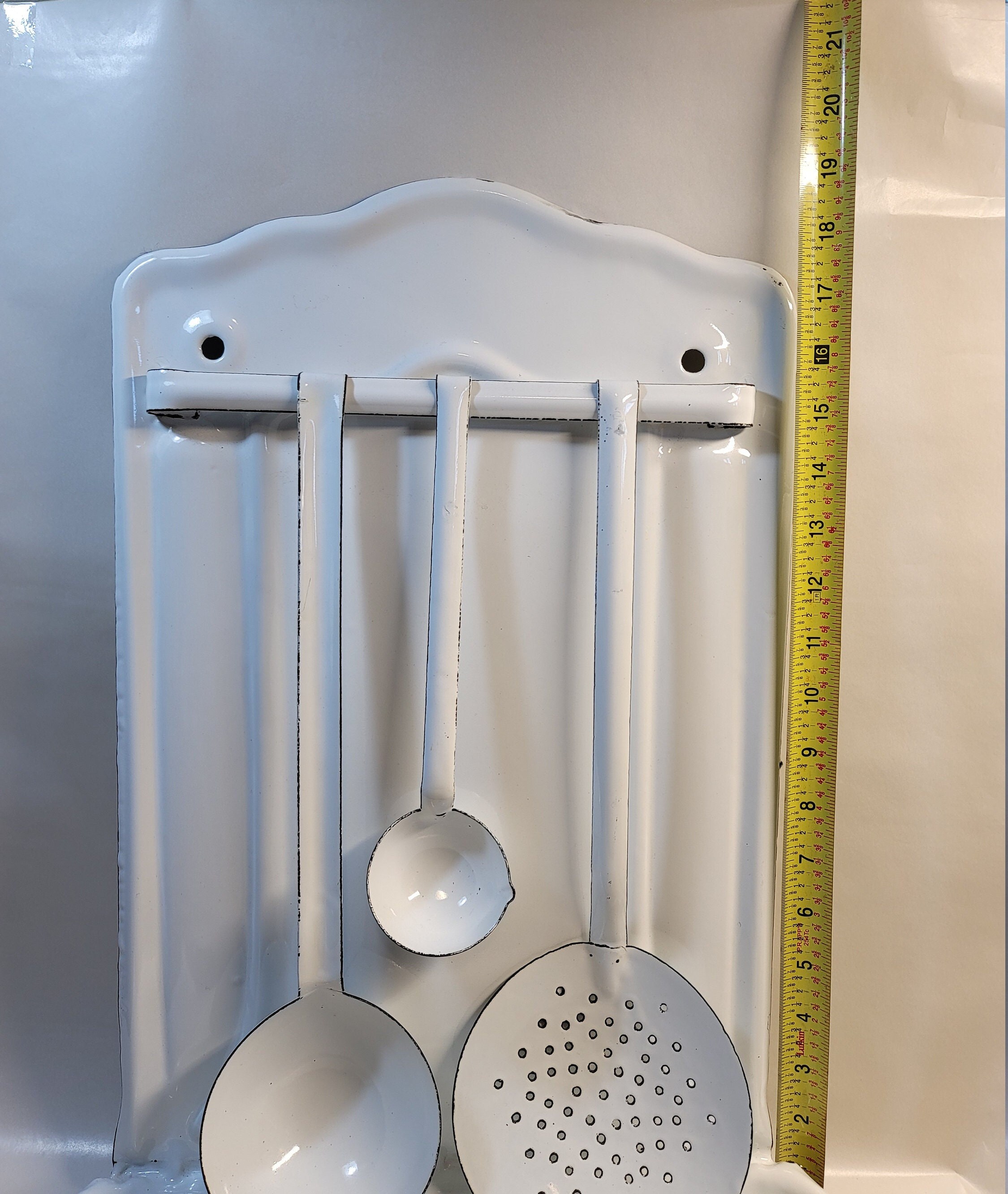 Vintage Kitchen Decor, Vintage Enamelware Kitchen Utensil Rack, French ...