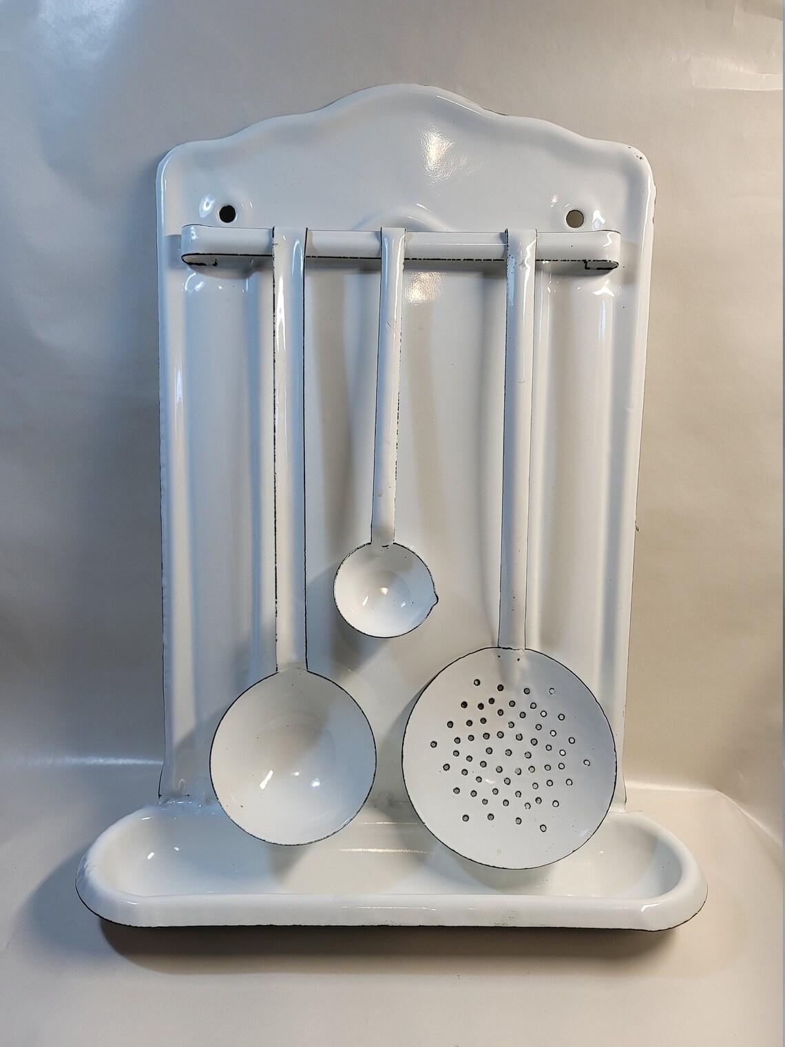 Vintage Kitchen Decor, Vintage Enamelware Kitchen Utensil Rack, French ...