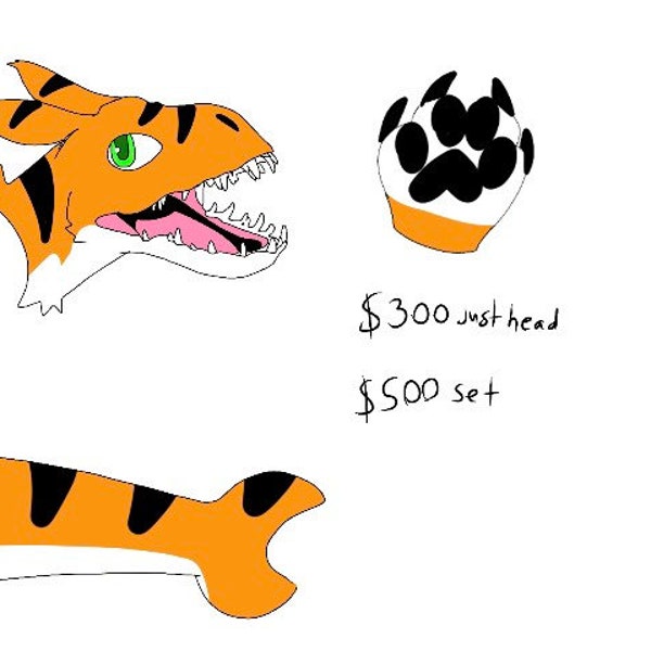 Dino Fursuit With Paws and Tail and Head - Etsy