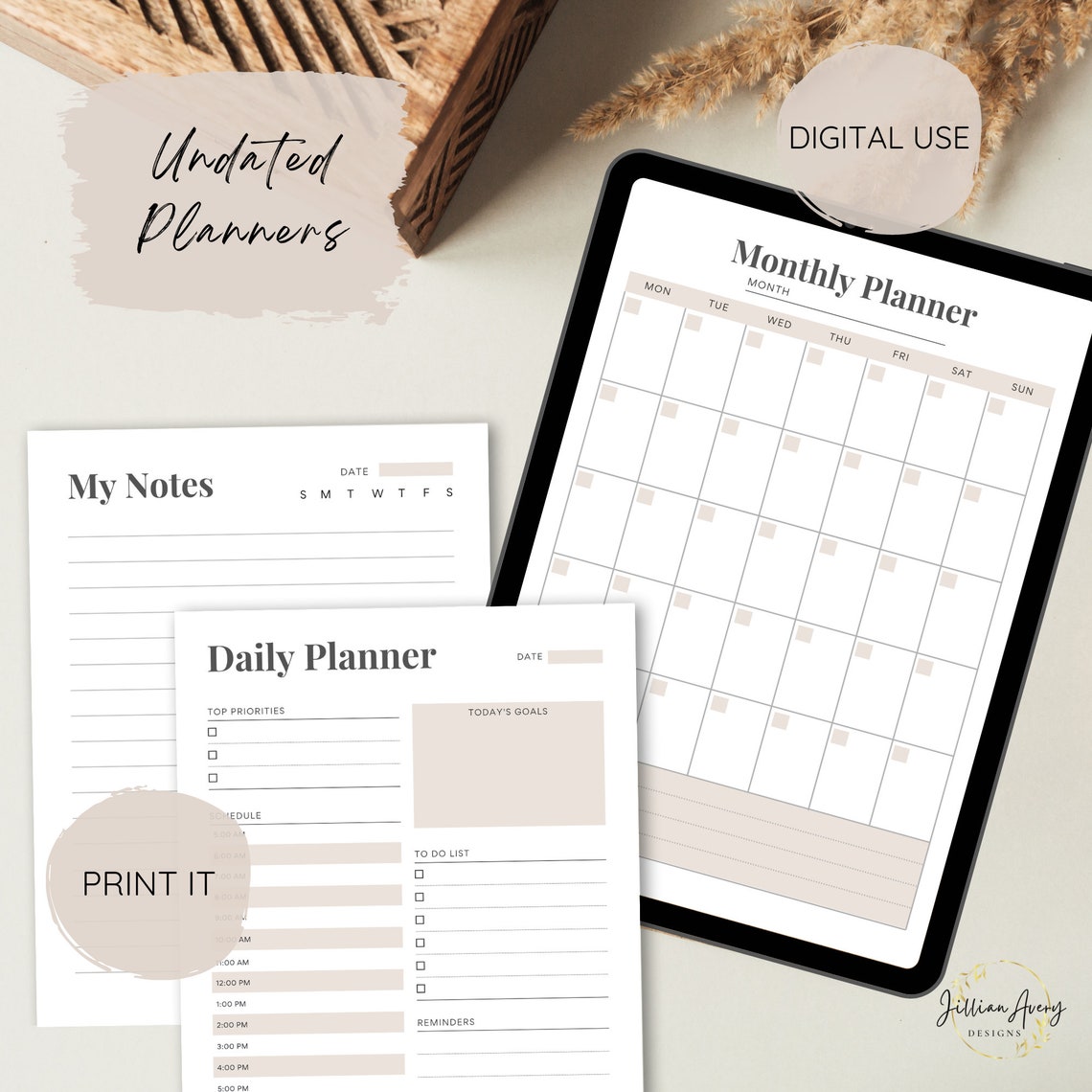 Daily Weekly Monthly Planner Simple and Chic Digital and | Etsy