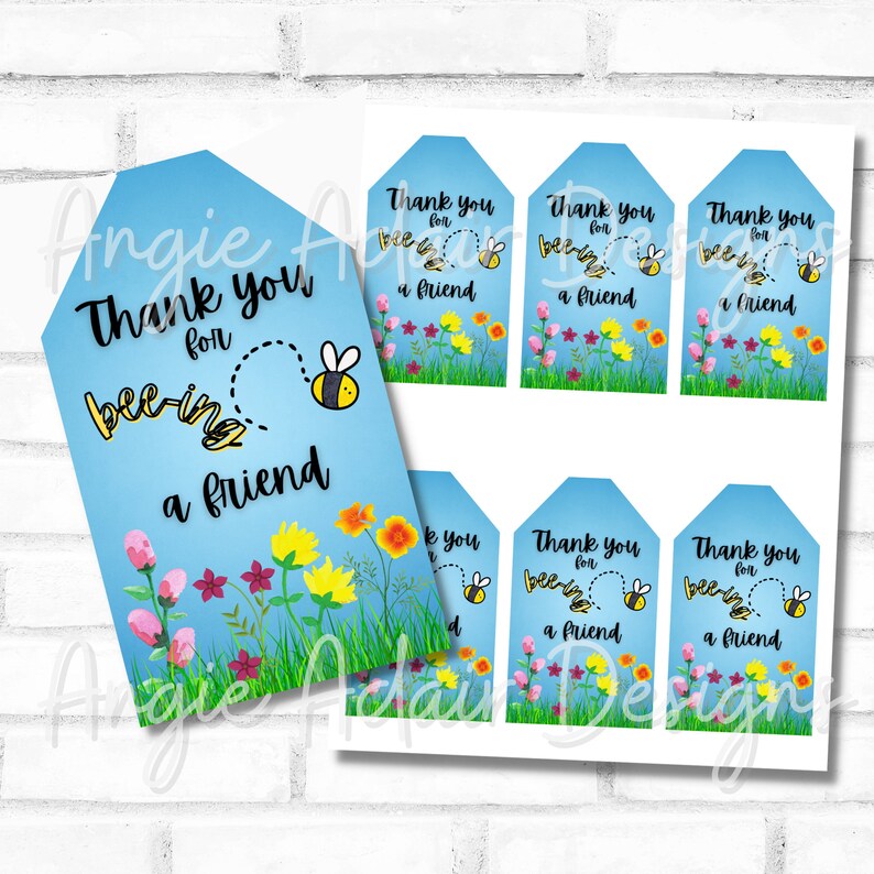 PRINTABLE Thank You for Bee-ing a Friend Tag INSTANT DOWNLOAD - Etsy