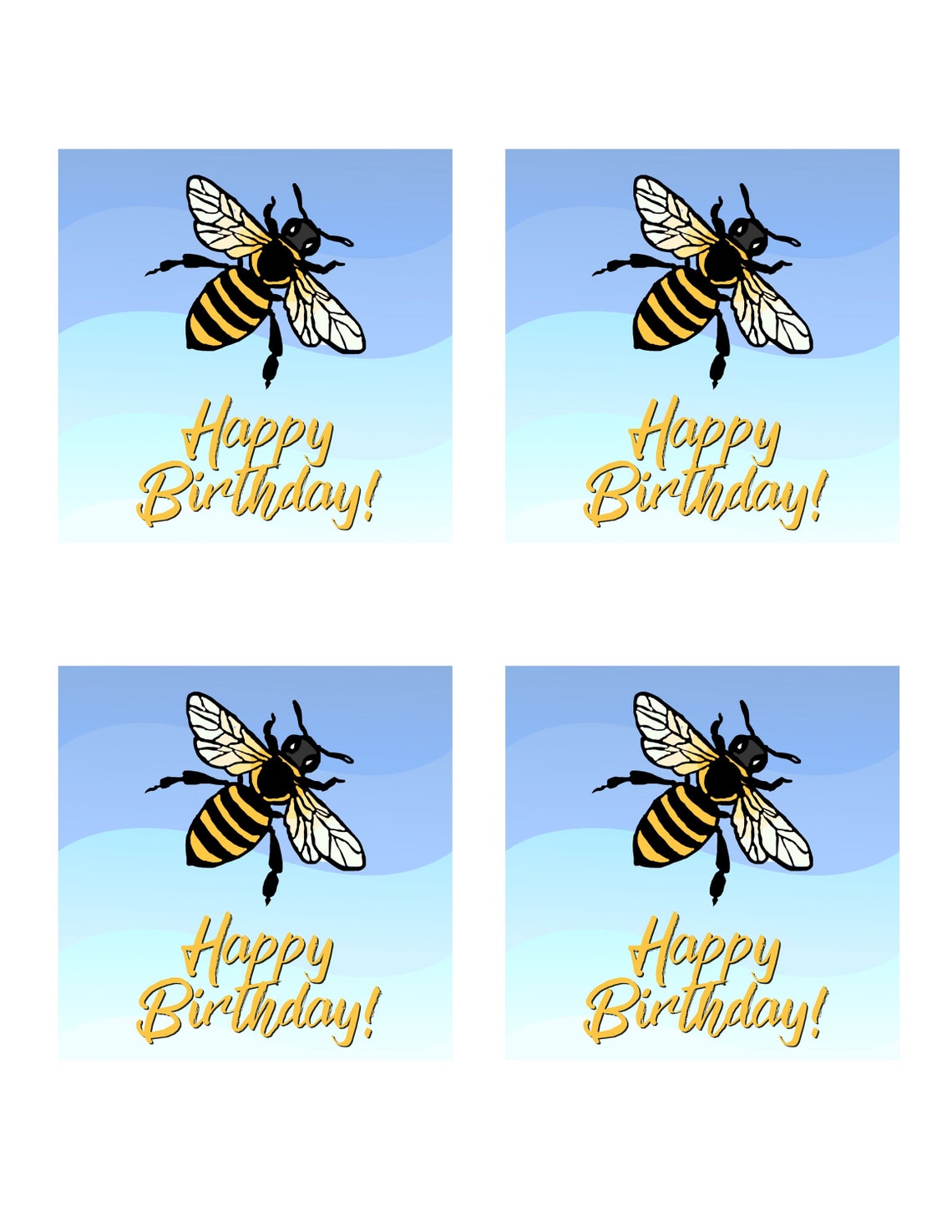 PRINTABLE Happy Birthday Tag / Birthday Tag / Bee Birthday Tag / Happy ...