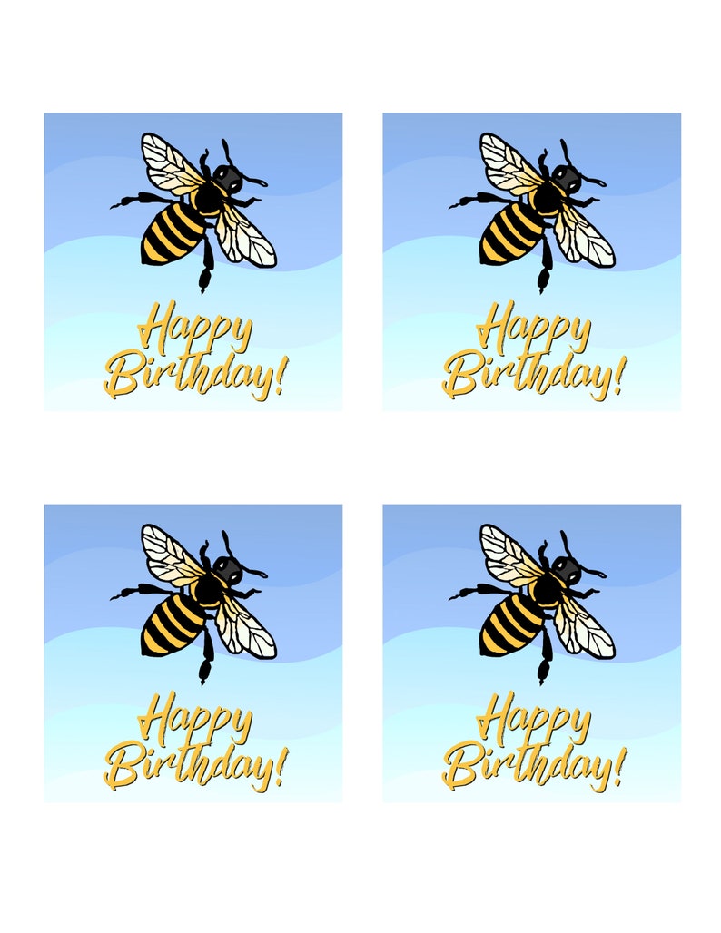 PRINTABLE Happy Birthday Tag / Birthday Tag / Bee Birthday Tag / Happy ...