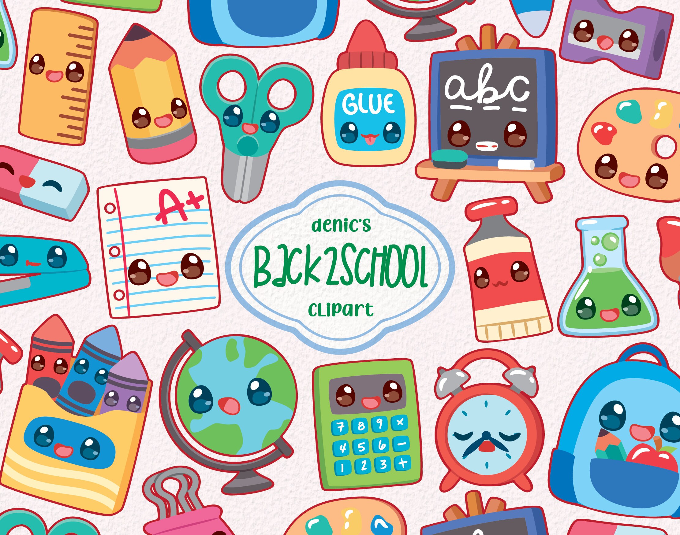 Back to School Clipart Kawaii Preschool Illustration School - Etsy UK