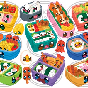 Bento Food Clipart, Chibi Bento, Lovely Lunch Box, Packed Lunch, Family ...