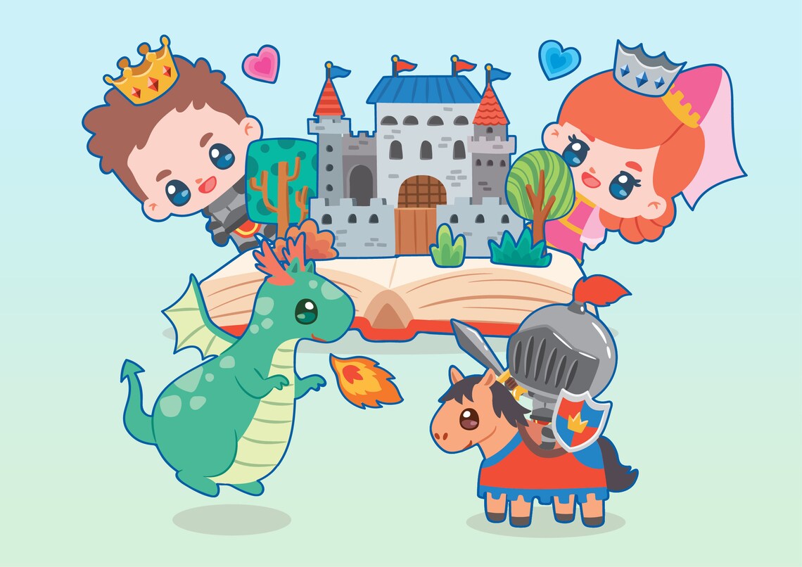 Knight & Dragon Clipart Princess Knight Clip Art Fairy Tail - Etsy