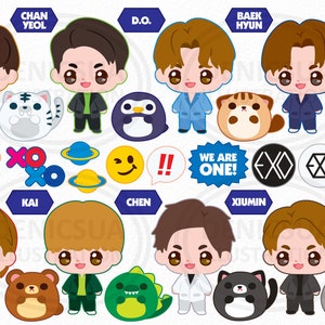Exo Clipart, Kpop Vector, Exo Fanart , Xoxo Kpop, Top Kpop Band, Chibi EXO Member, Digital ...