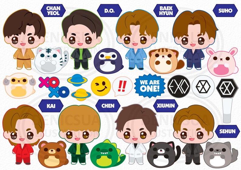 Exo Clipart Kpop Vector Exo Fanart Xoxo Kpop Top Kpop - Etsy