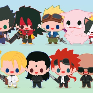 FF7 Clipart, FFVII Vector, Video Game Doodle, Kawaii Zack Vincent, Cute ...
