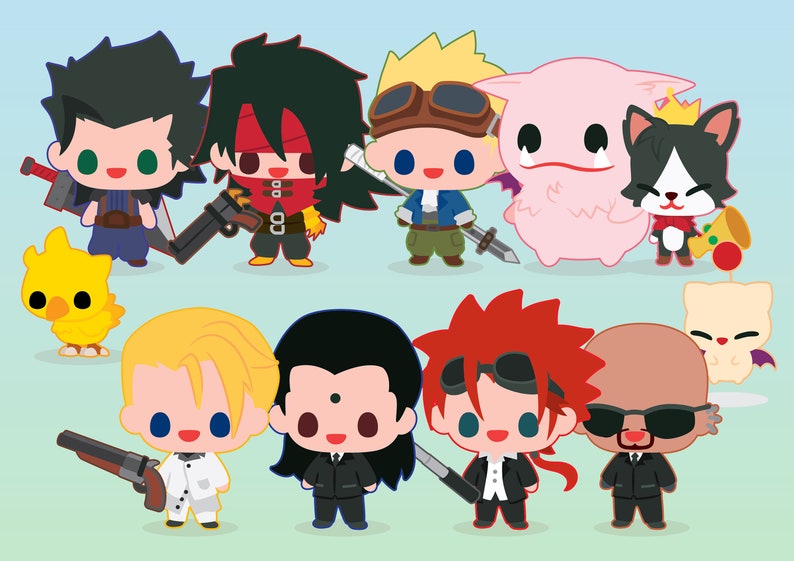 FF7 Clipart FFVII Vector Video Game Doodle Kawaii Zack - Etsy