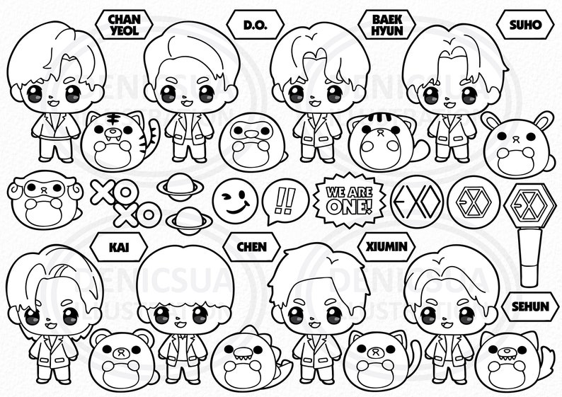 Exo Clipart Kpop Vector Exo Fanart Xoxo Kpop Top Kpop - Etsy