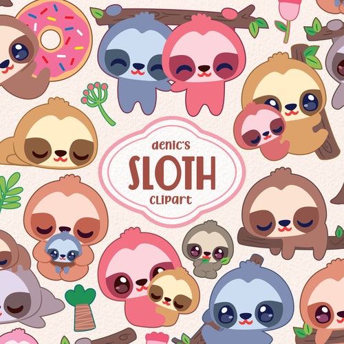 Cute Baby Boy Sloth Clipart PNG Sloths Clip Art Nursery Clip - Etsy