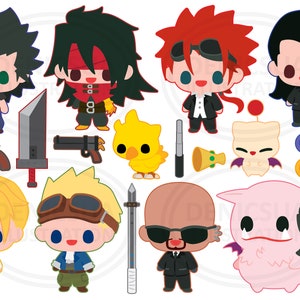 FF7 Clipart, FFVII Vector, Video Game Doodle, Kawaii Zack Vincent, Cute ...