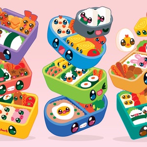 Bento Food Clipart, Chibi Bento, Lovely Lunch Box, Packed Lunch, Family ...
