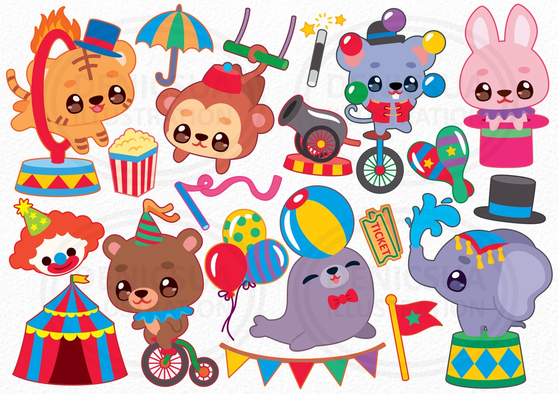 Circus Clipart Animal Circus Vector Clown Circus Greatest - Etsy