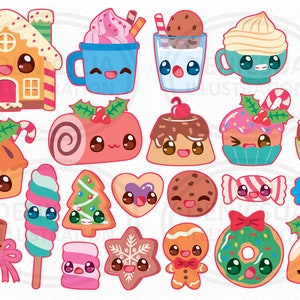 Christmas Food Clipart, Delicious Clip Art, Winter Food Vector, Kawaii ...