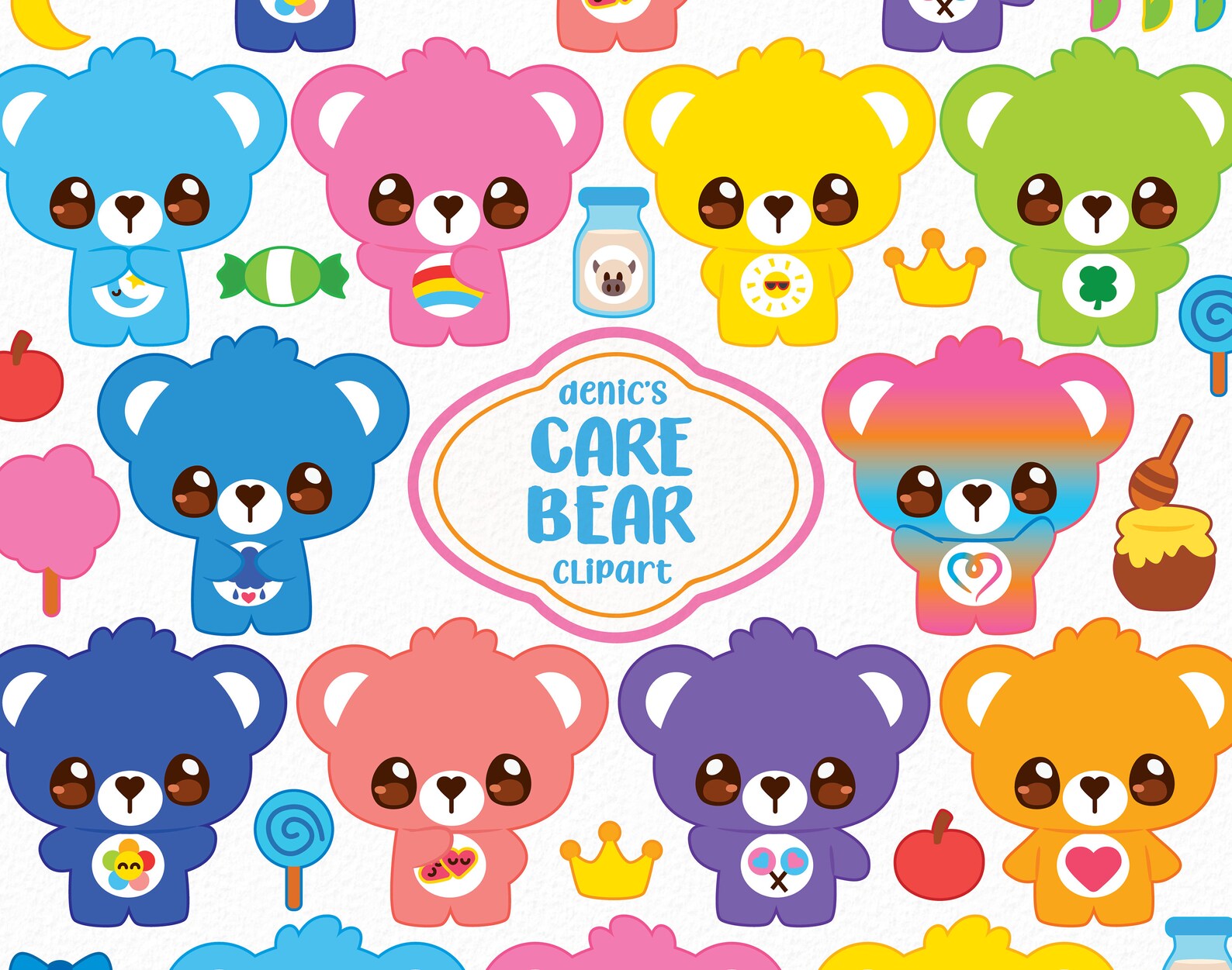 Care Bear Clipart, Fanart Illustration, Cartoon Vector, Colorful Cute ...