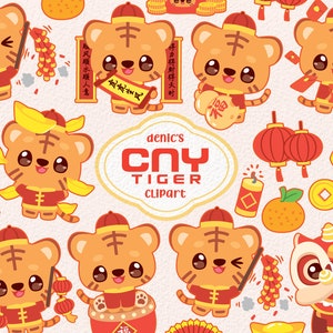 Chinese New Year Clipart, Year of Tiger, Lunar New Year Vector, Chinese ...