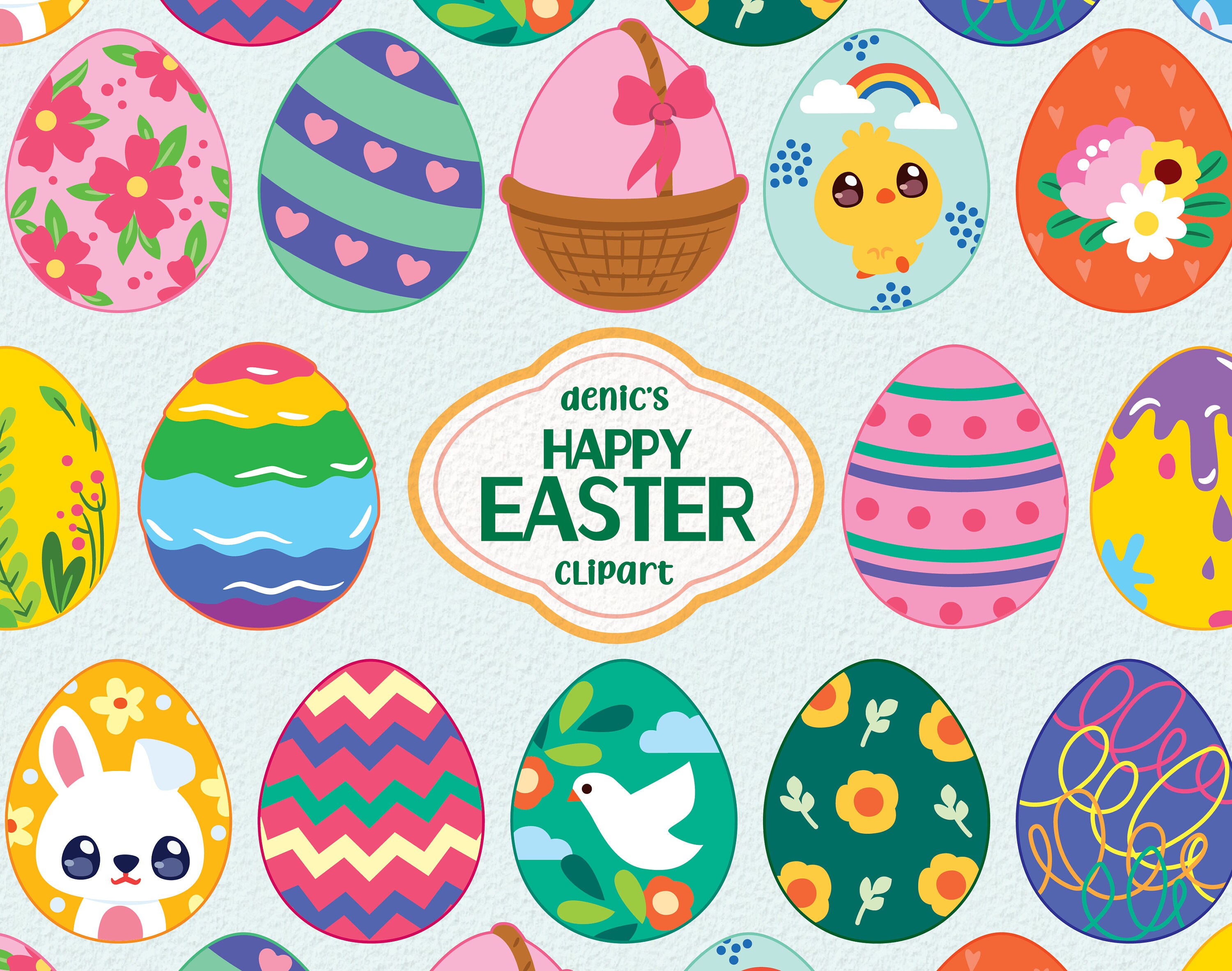 Happy Easter Eggs Clipart