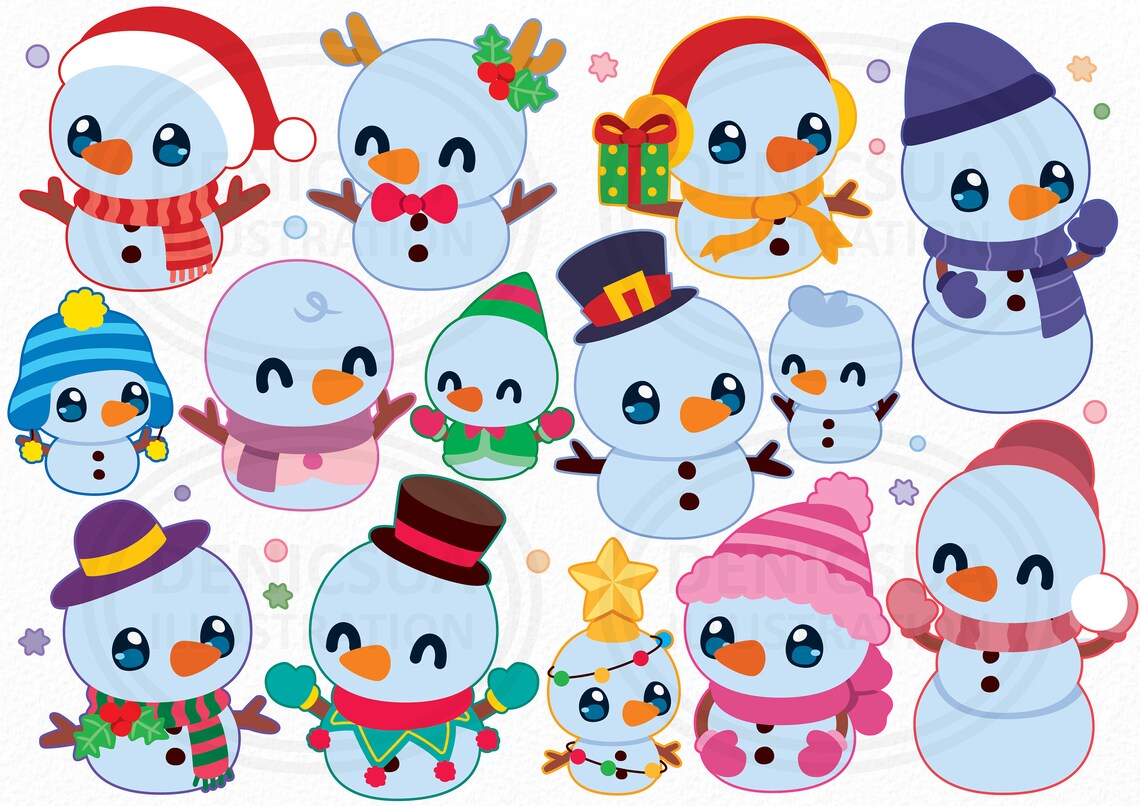 Snowman Clipart Xmas Vector Snow Ball Illust Winter Season - Etsy