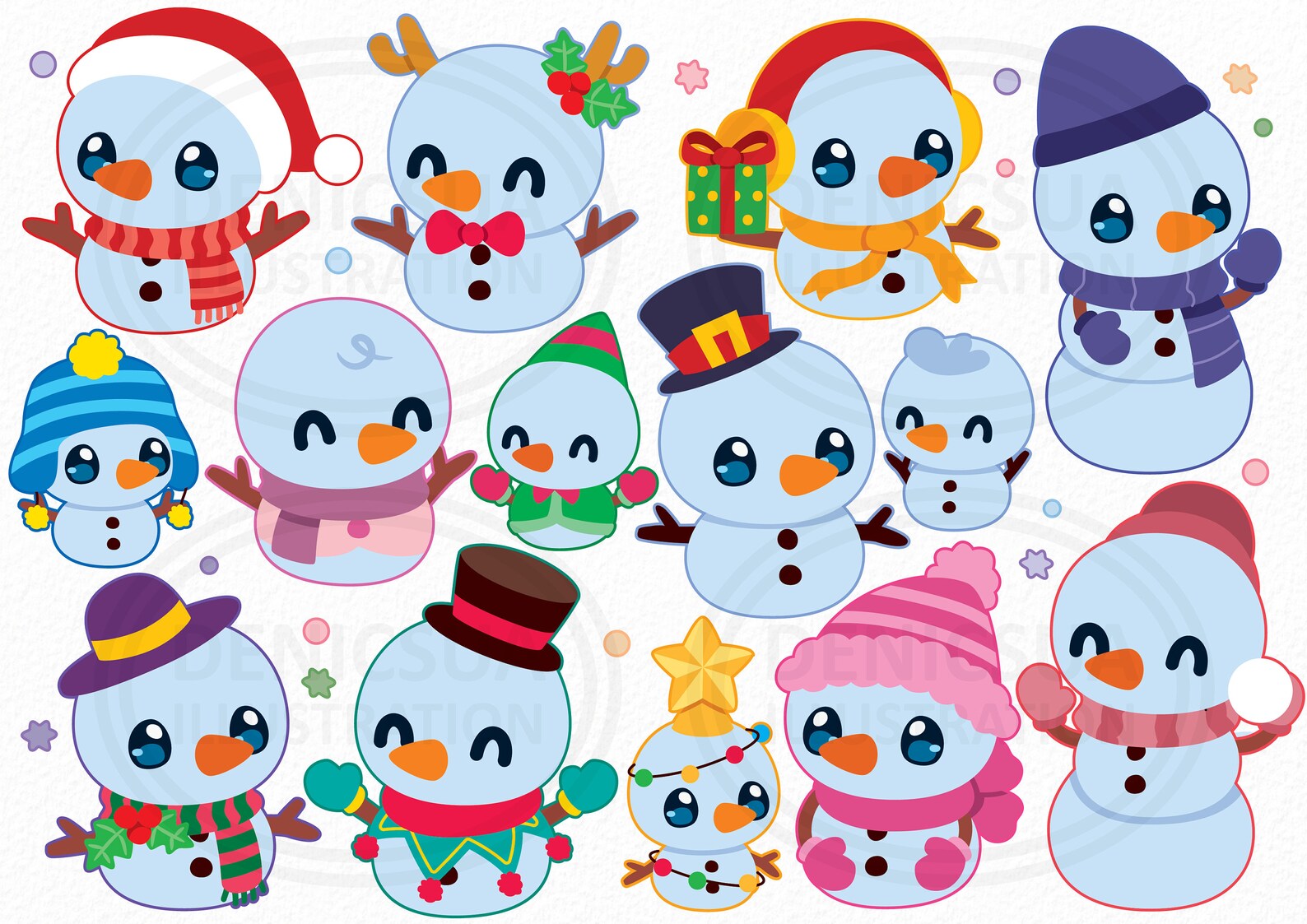 Snowman Clipart Xmas Vector Snow Ball Illust Winter Season - Etsy