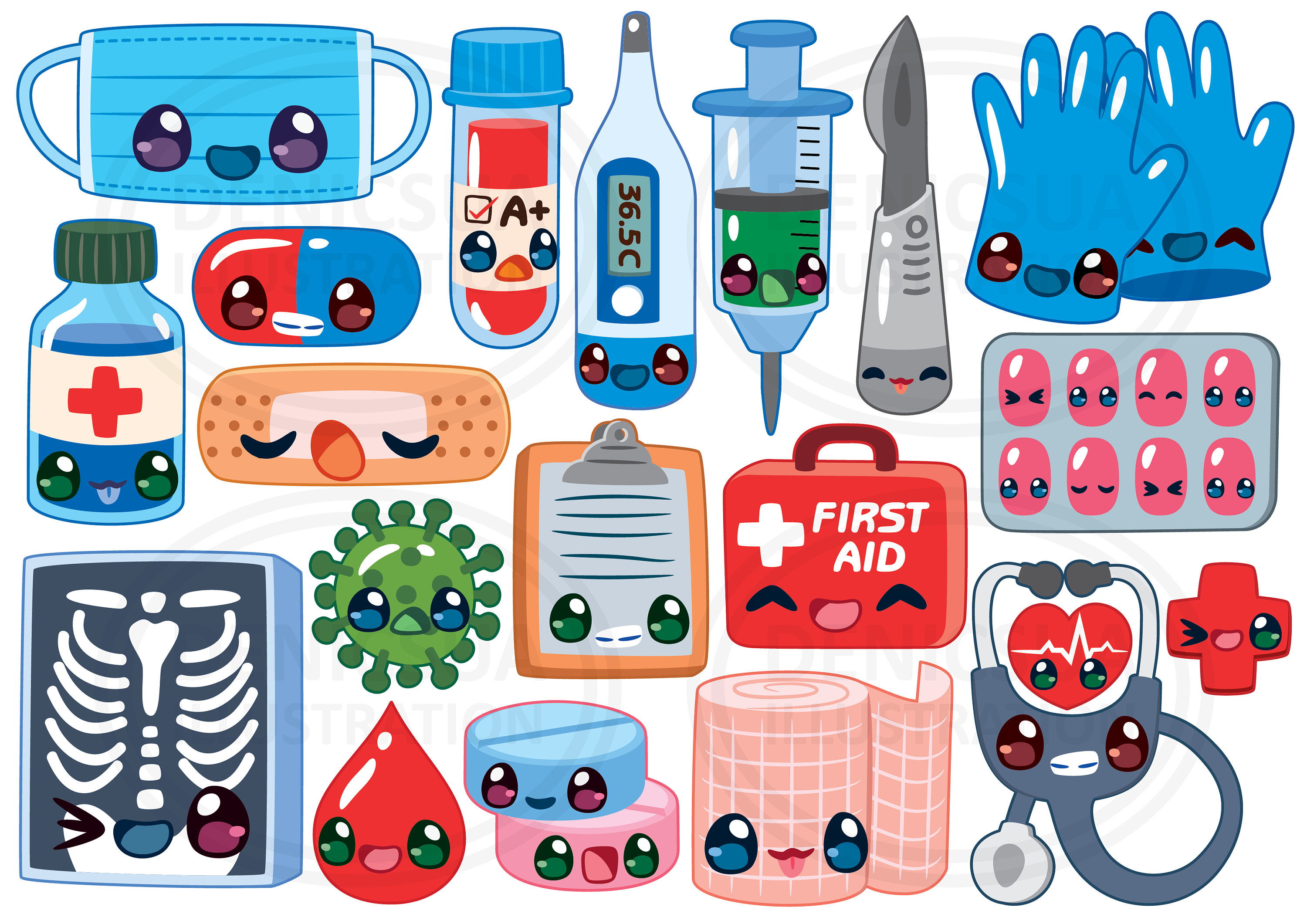 Medical Clipart, Cute Medical Vector, Hospitalization, Body Check ...